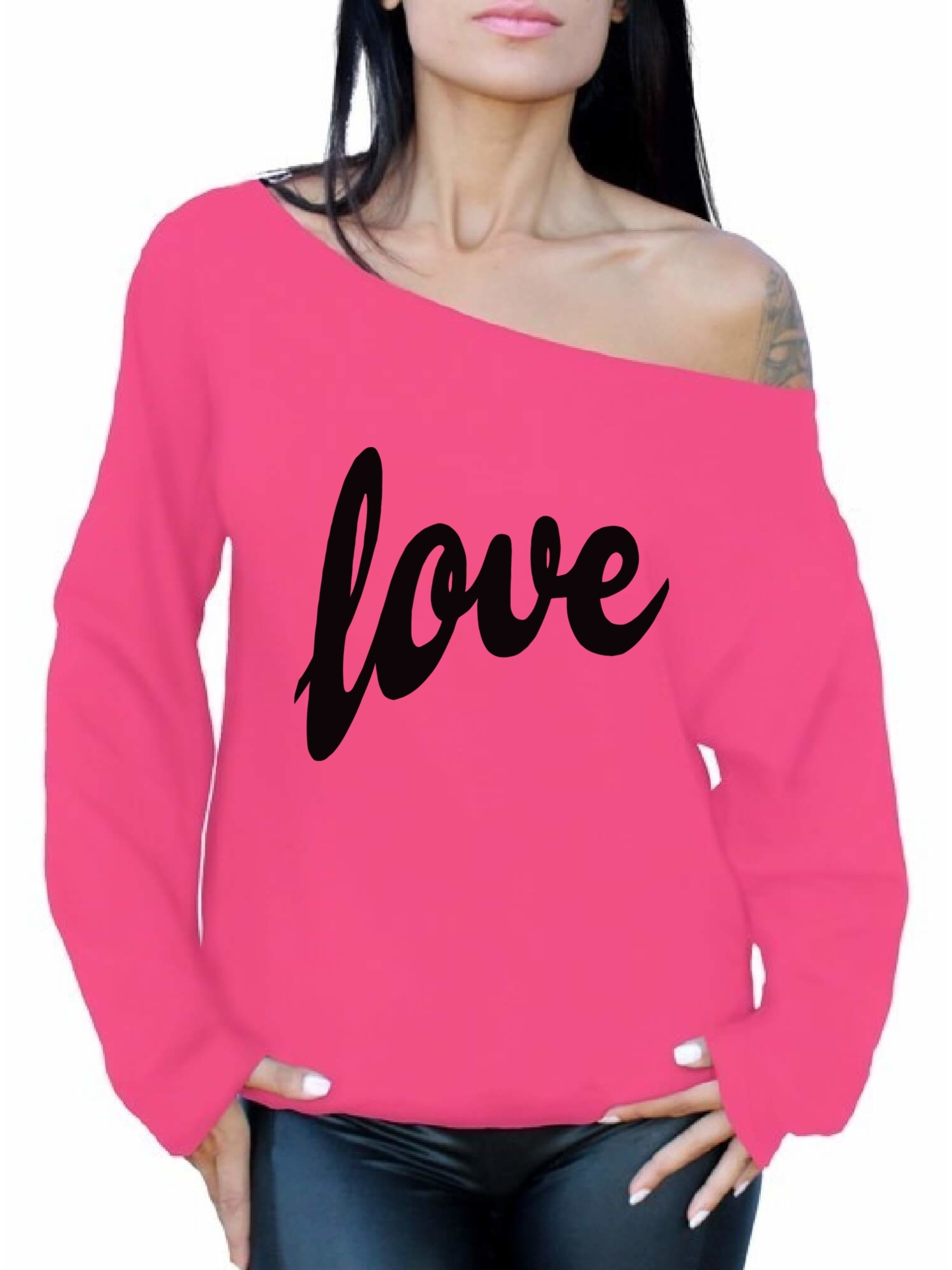 Awkward Styles Love Sweatshirt Love Off The Shoulder Sweatshirt ...
