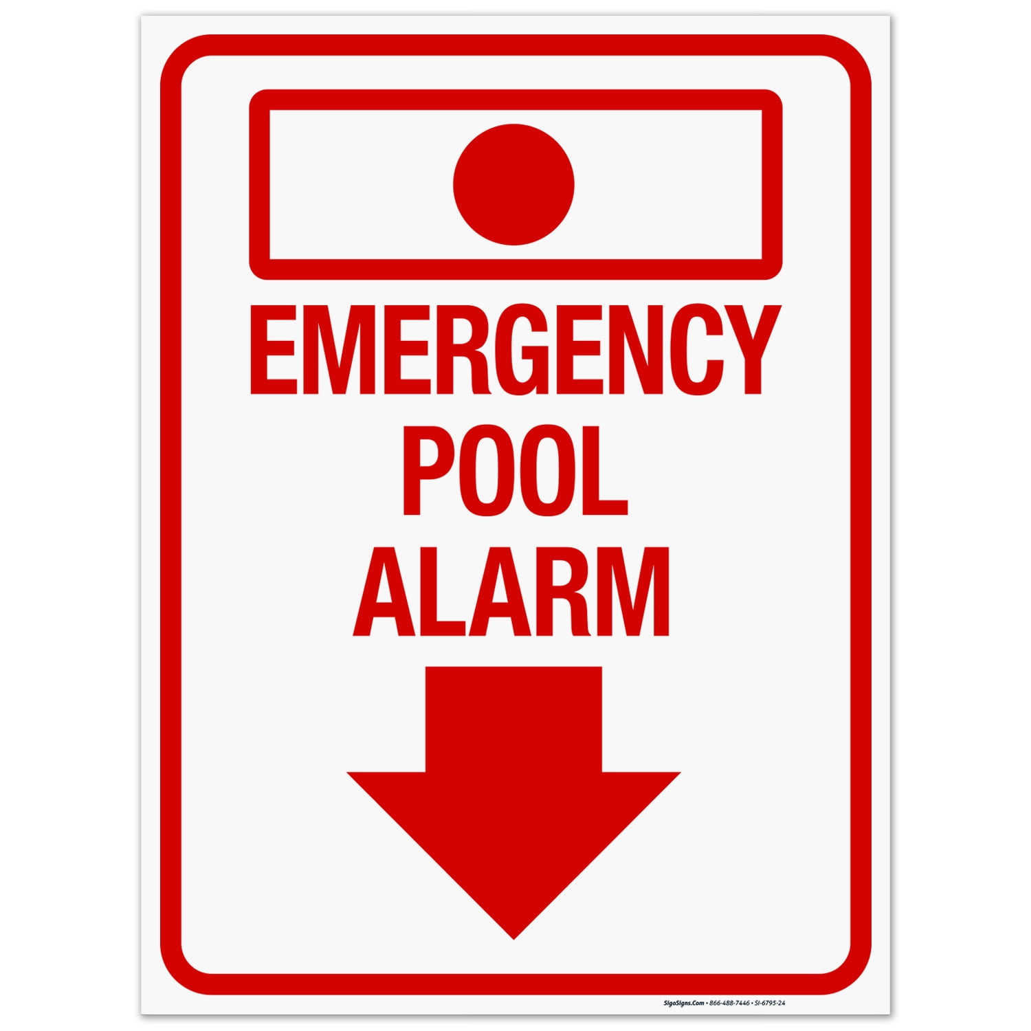 Emergency Pool Alarm Sign, Pool Sign, 10x10 Vinyl Sticker - Walmart.com