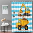 Bathroom Shower Curtain Cartoon Excavator Ground Truck Waterproof ...