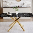 Gold and Black Dining Table - Tempered Glass Round Table with Marble ...