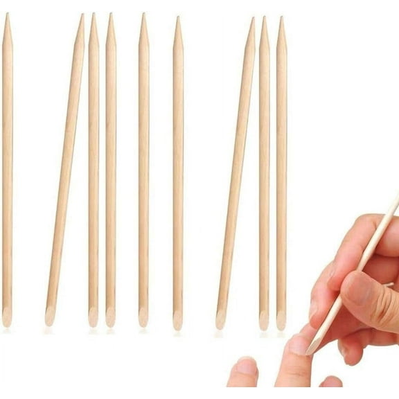100 Pcs 4.3in Wooden Orange Sticks Nail Cuticle Stick for Pusher ...