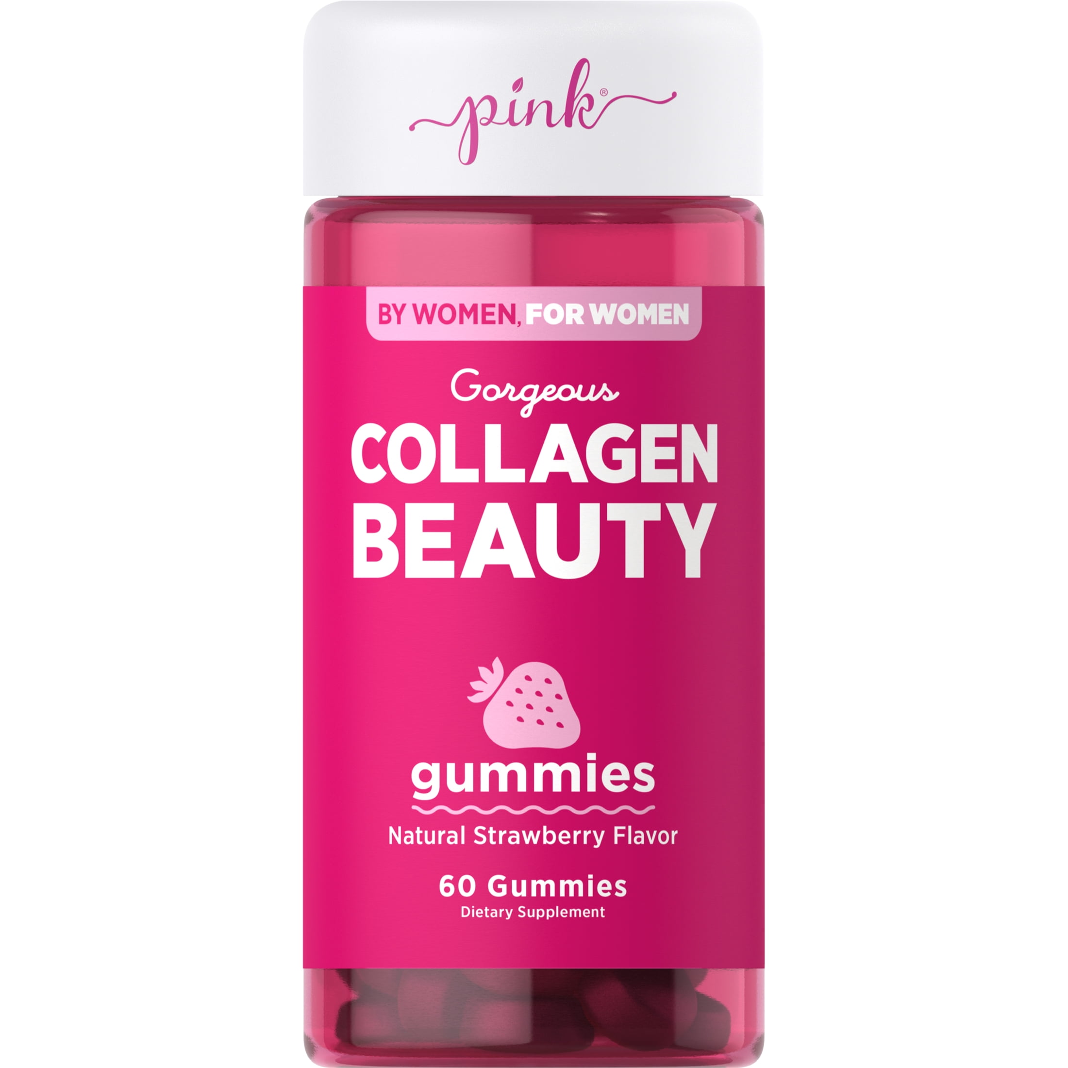 Pink Collagen Beauty Gummies, Strawberry Flavor, Dietary Supplement, 60 ...