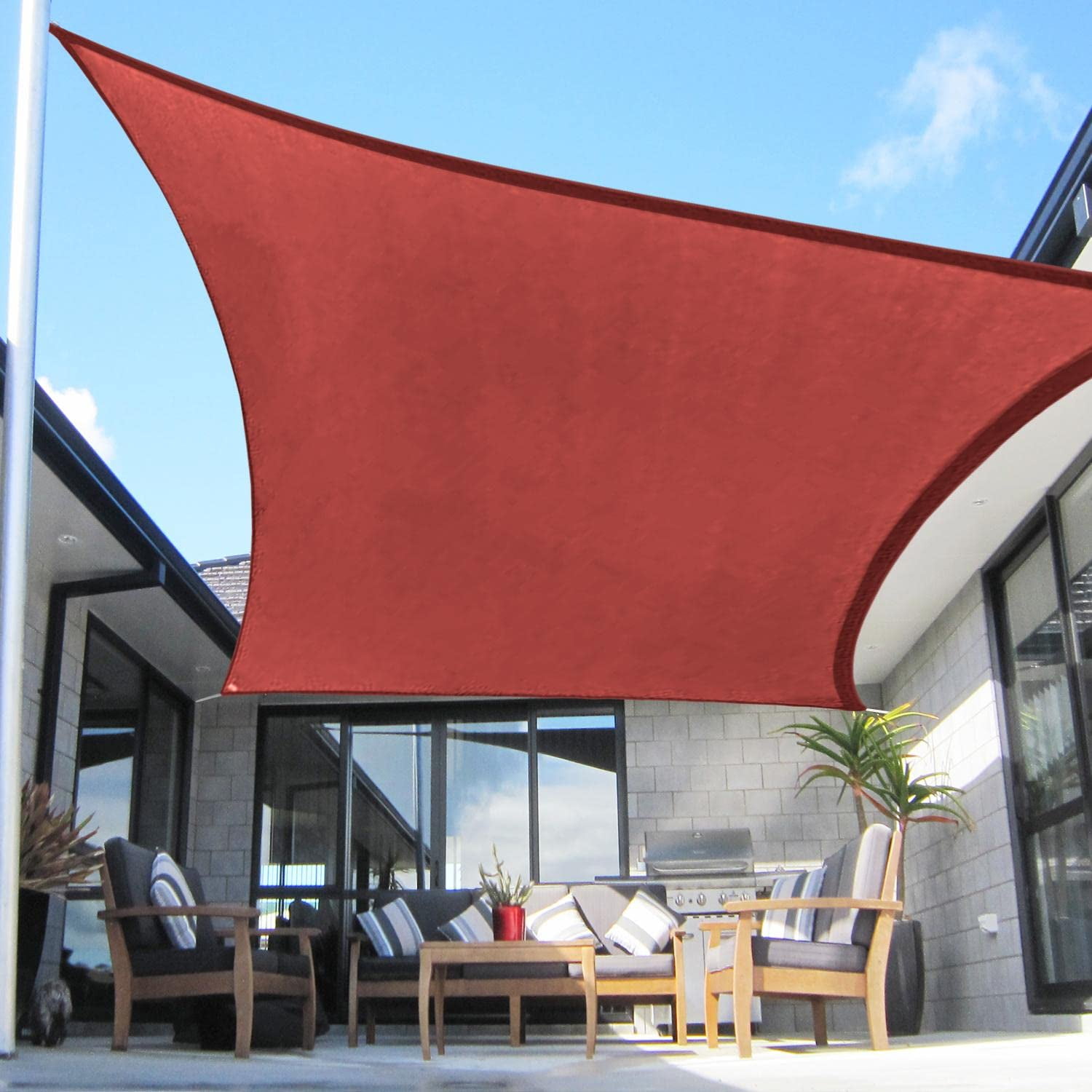 Sun Shade Sail Canopy 10'x15' Rust Red Cover for Patio Outdoor, 185GSM ...
