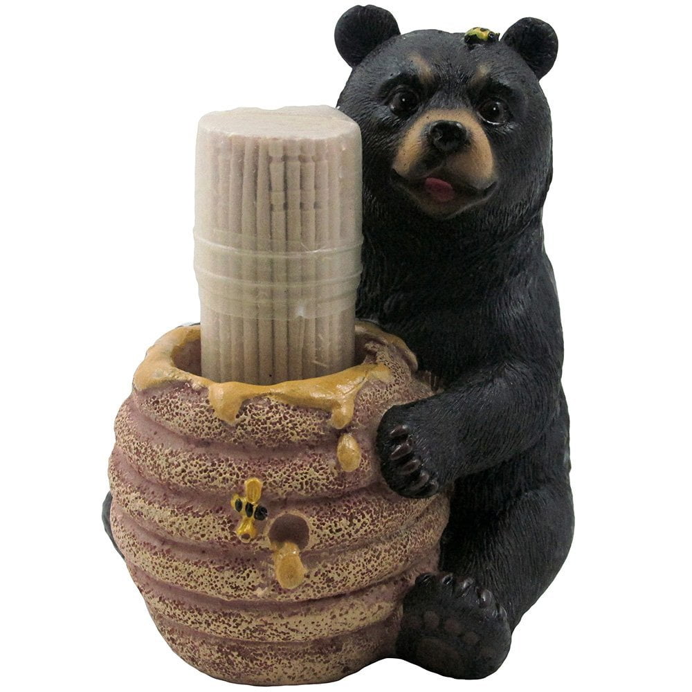 Black Bear and Beehive Decorative Toothpick Holder Figurine for Hunting ...