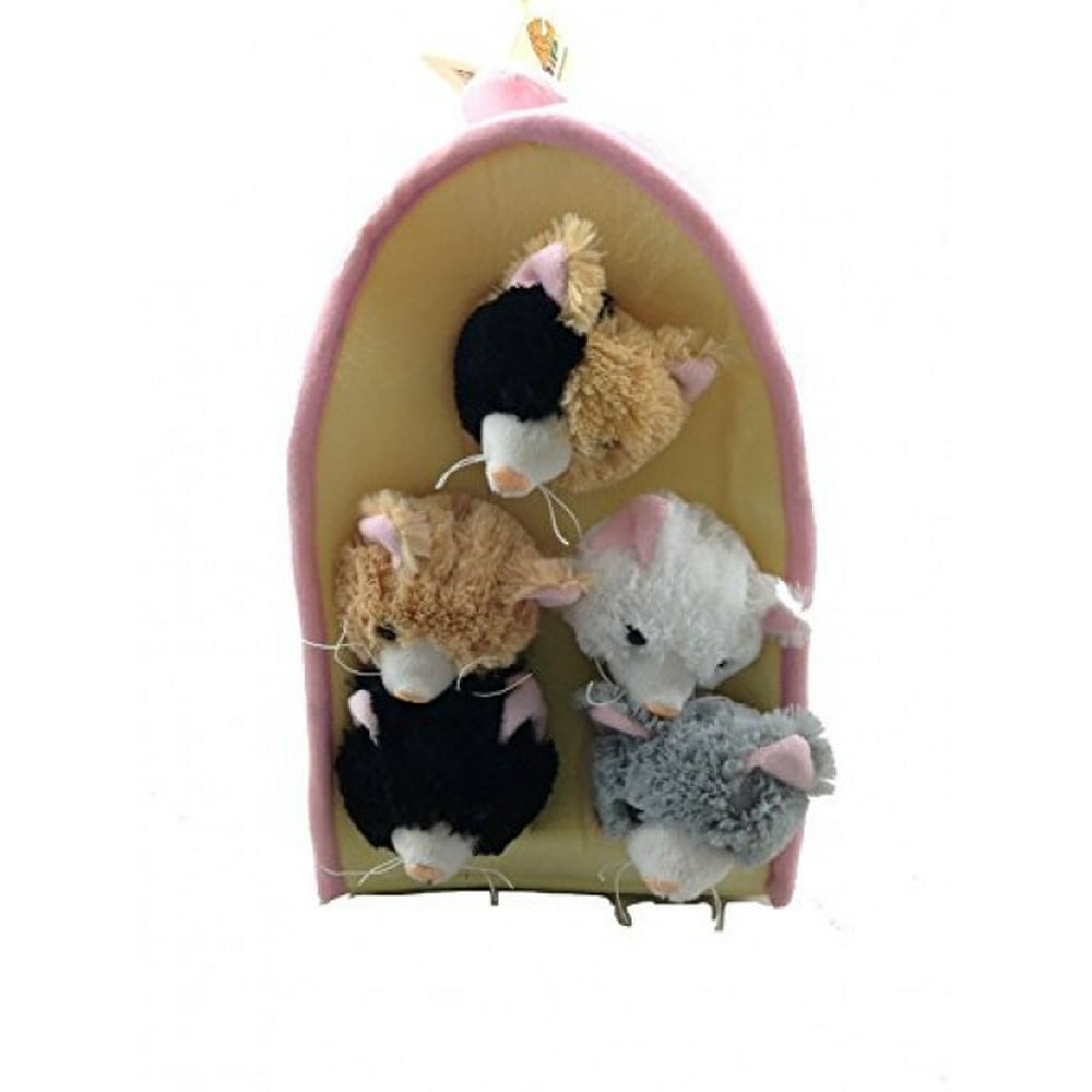 Plush Cat House with Cats - Five (5) Stuffed Animal Cats in Play Kitten ...