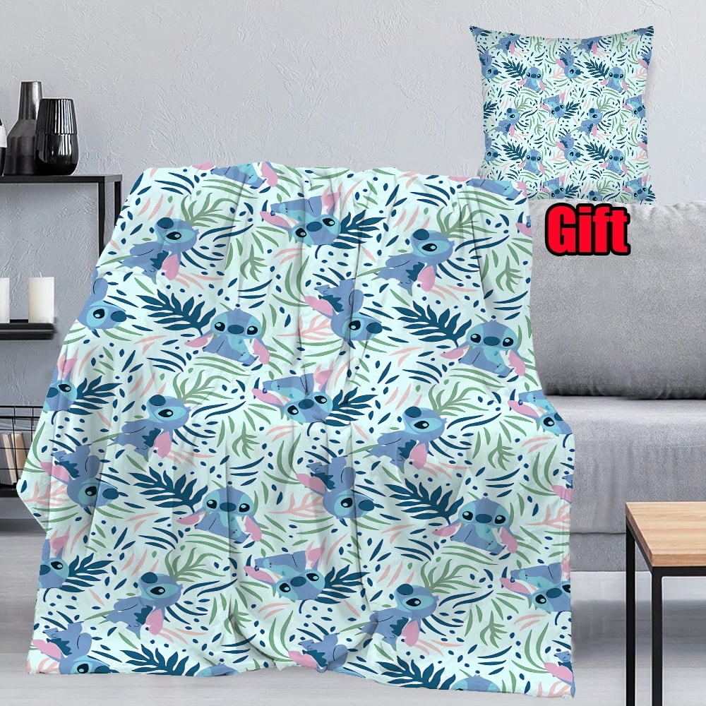 Disney Stitch Throw Blanket With Pillow Cover Lightweight Blankets For ...