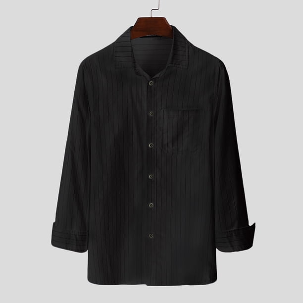 INCERUN Mens Vintage Striped Long Sleeve Formal Button Down Dress ...