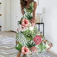 Qcmgmg Hawaiian Dress for Women Tropical Casual V Neck Beach Maxi ...