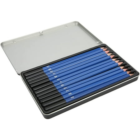Sketch Pencils, 12PCS Drawing Pencils with Iron Box for Plotting for ...
