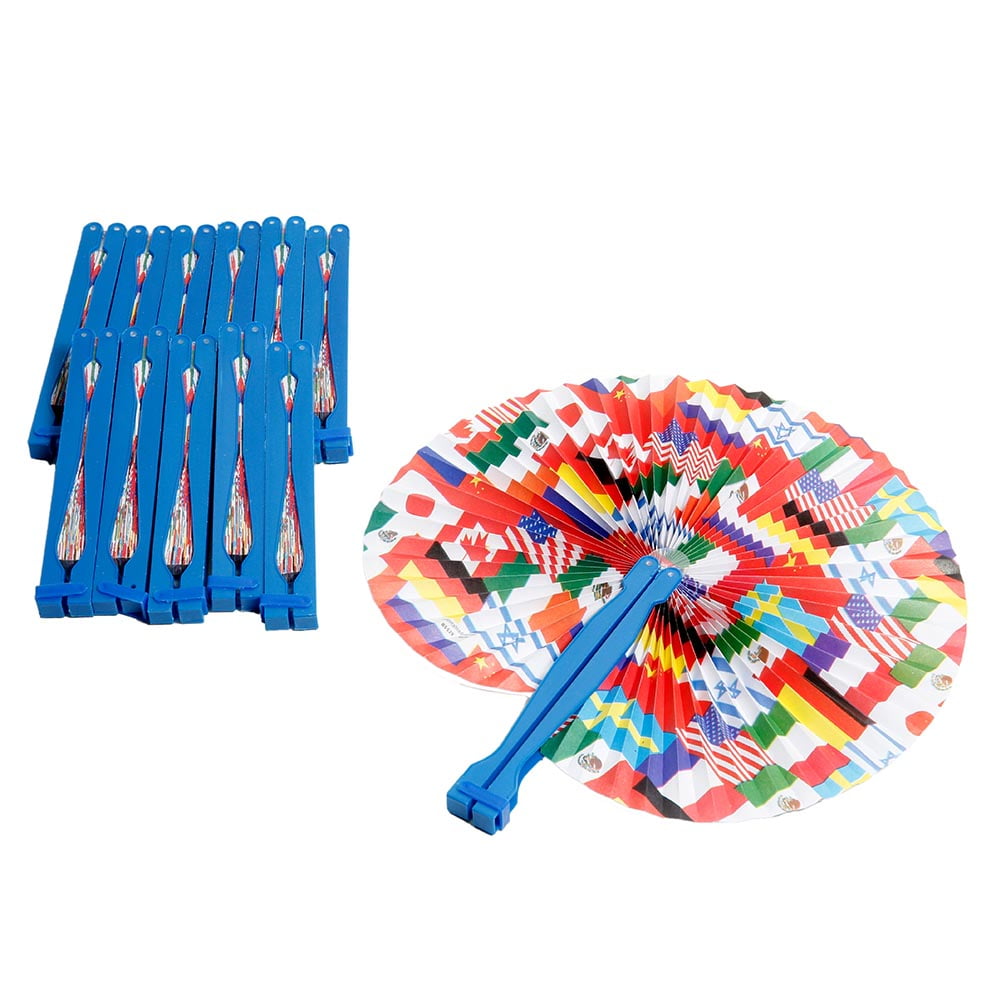 Flags Around The World Folding Fans - Party Supplies - 12 Pieces ...