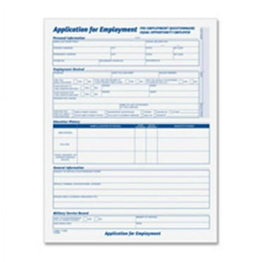 Application for Employment Form, 8.5 x 11 , 25 Pack - Walmart.com