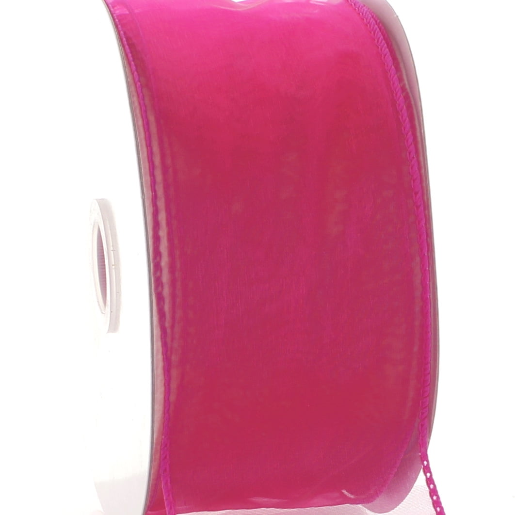 Ribbon Traditions 7/8" Wired Sheer Organza Ribbon Fuchsia 50 Yards ...