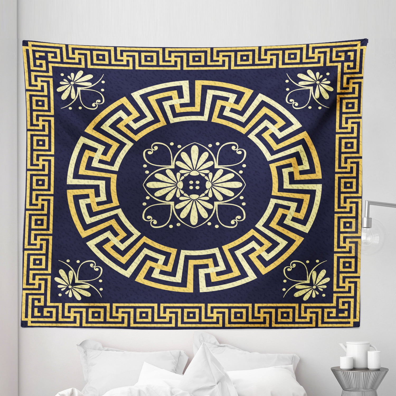 Greek Key Tapestry, Meander Spring Inspired Floral Detail Rich and ...