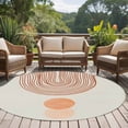 5ft Round Rug, Beige Bohemia Non-Skid Rubber Backing Large Area Rugs ...