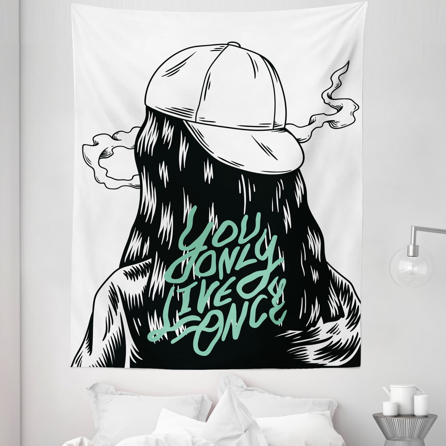 YOLO Tapestry, Girl with a Backwards Hat Young Life Motto You Only Live ...