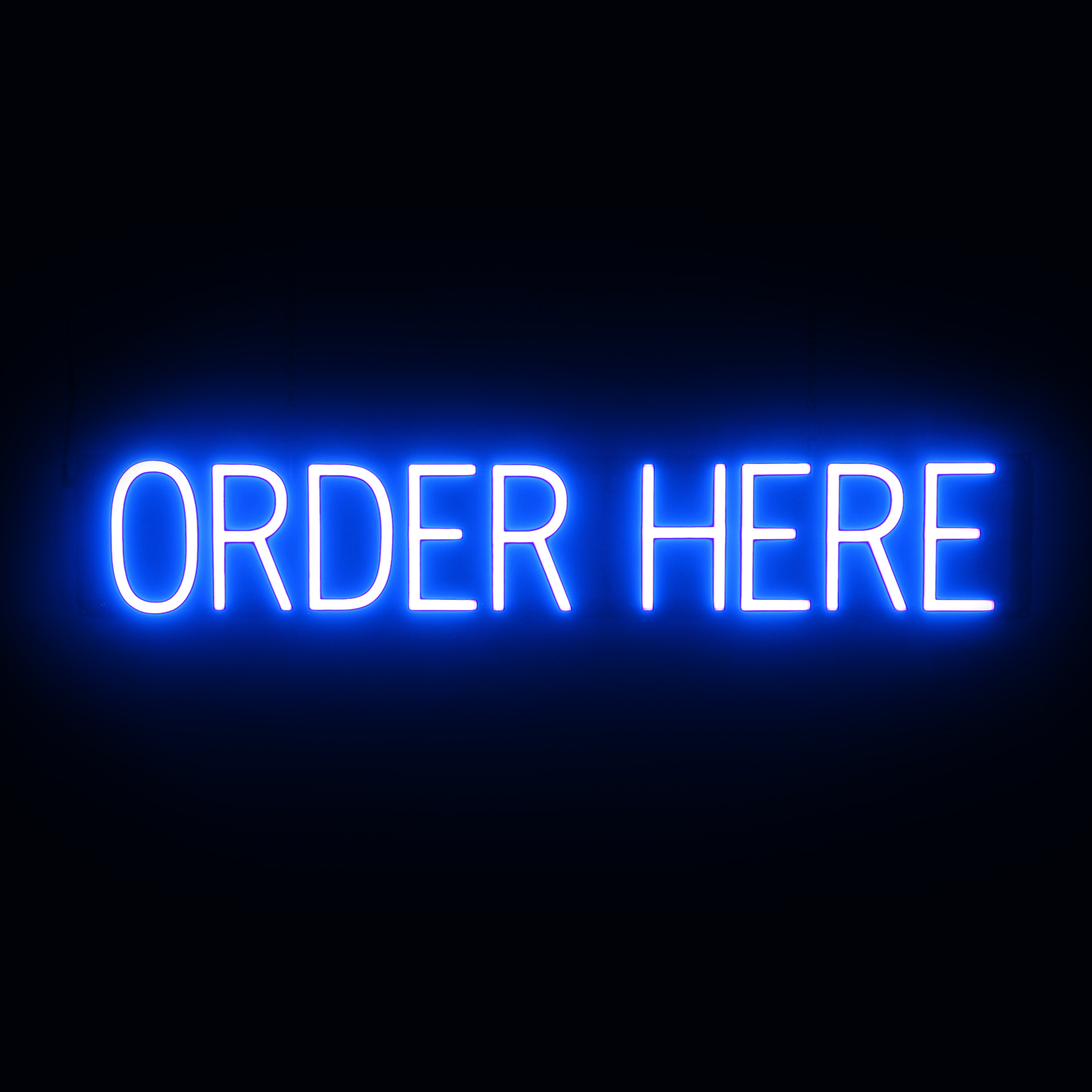 SpellBrite ORDER HERE LED Sign for Business. 36.2" x 6.3" Blue ORDER ...