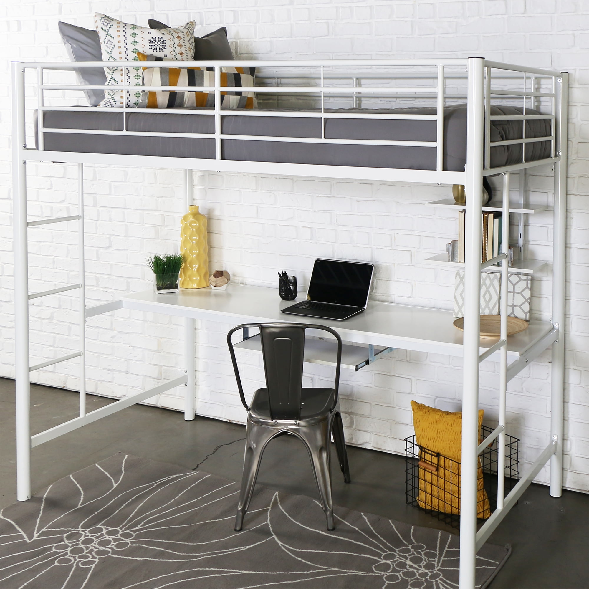 Manor park metal full size loft bed with workstation store