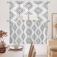 Black Concentric Diamond Swag Curtains Valance and Tier Set, Modern ...