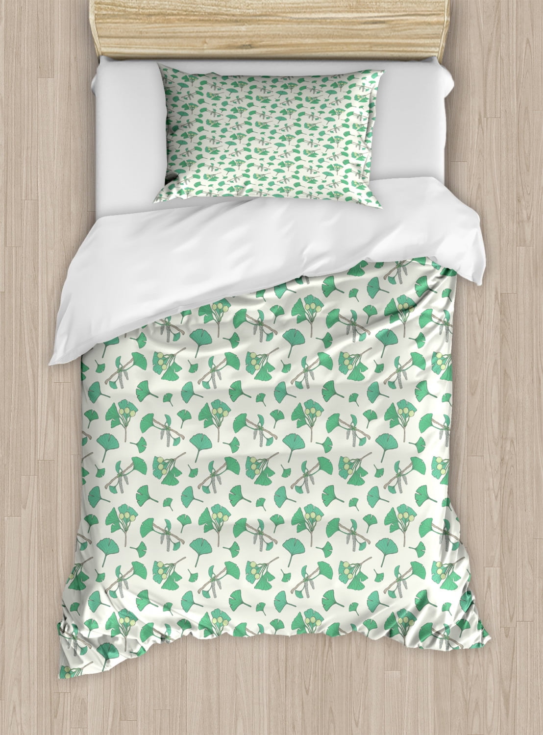 Gingko Duvet Cover Set Twin Size, Branches with Berries and Leaves ...