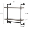 24inch Grey 2 Tier Industrial Pipe Wall Mounted Floating Shelves ...