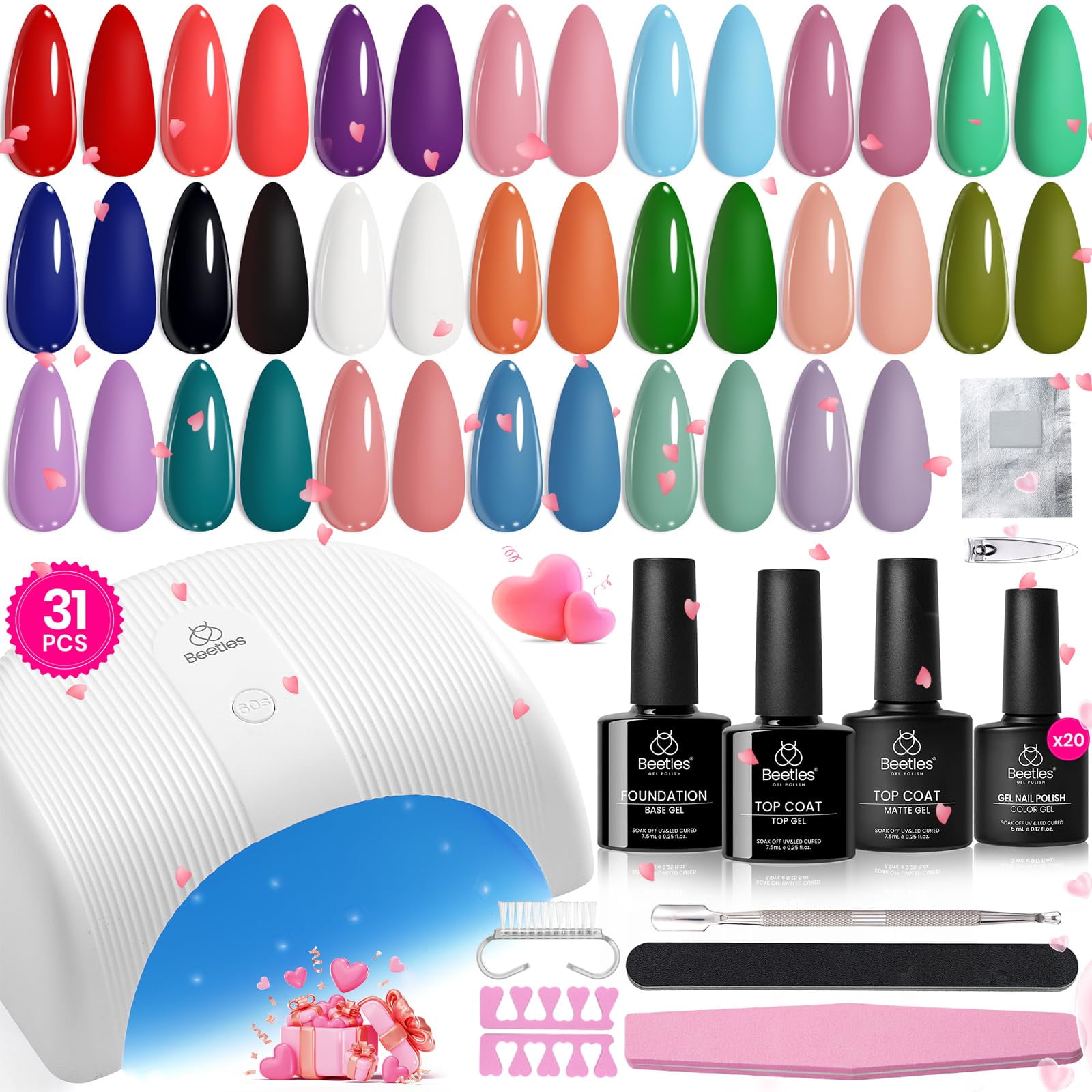Click here for Gel Nail Polish Kit Beetles 31pcs W/ Uv Light For... prices