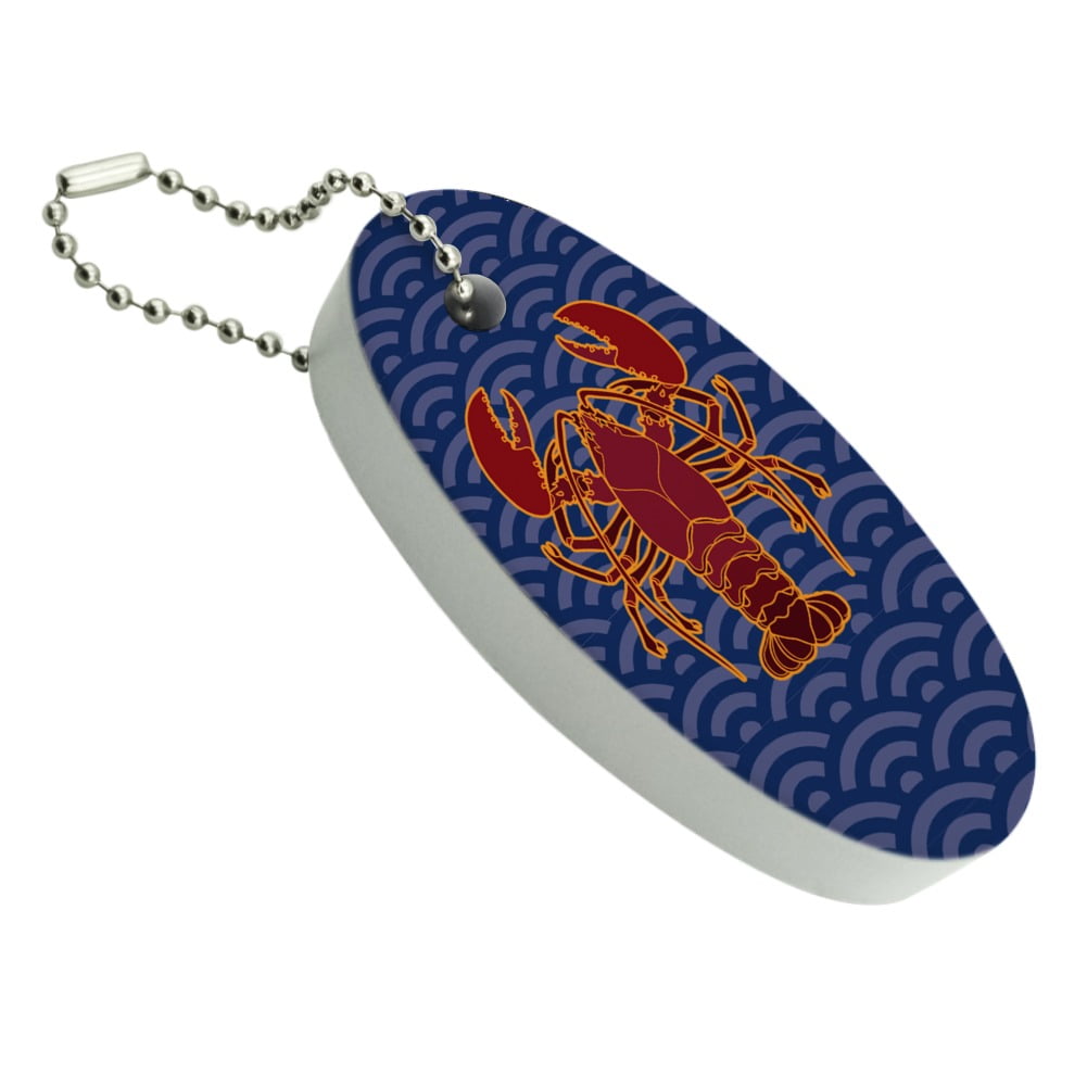 Atlantic Lobster on Blue Waves Floating Keychain Oval Foam Fishing Boat ...