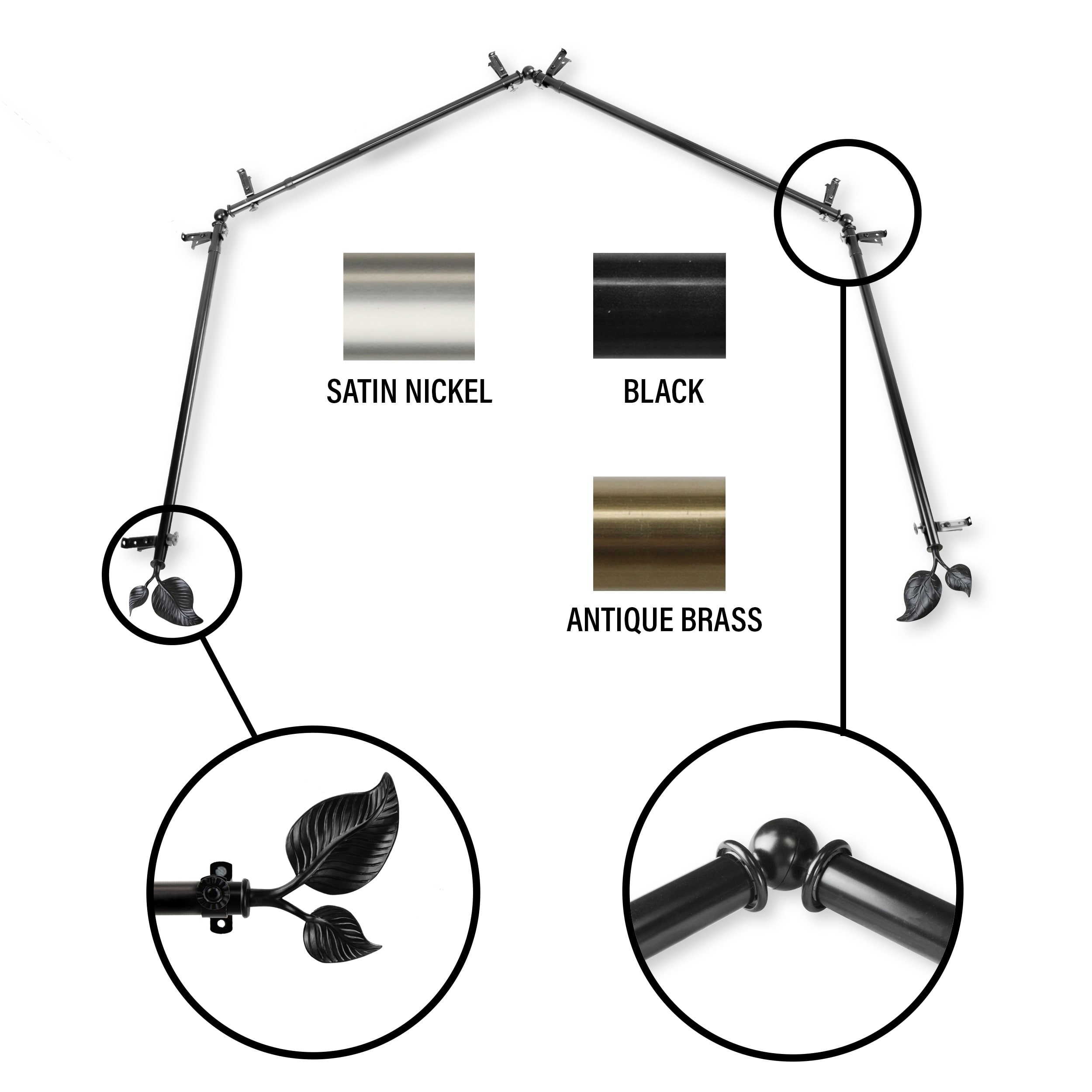 InStyleDesign Vine 4-Sided Bay Window Curtain Rod - Walmart.com