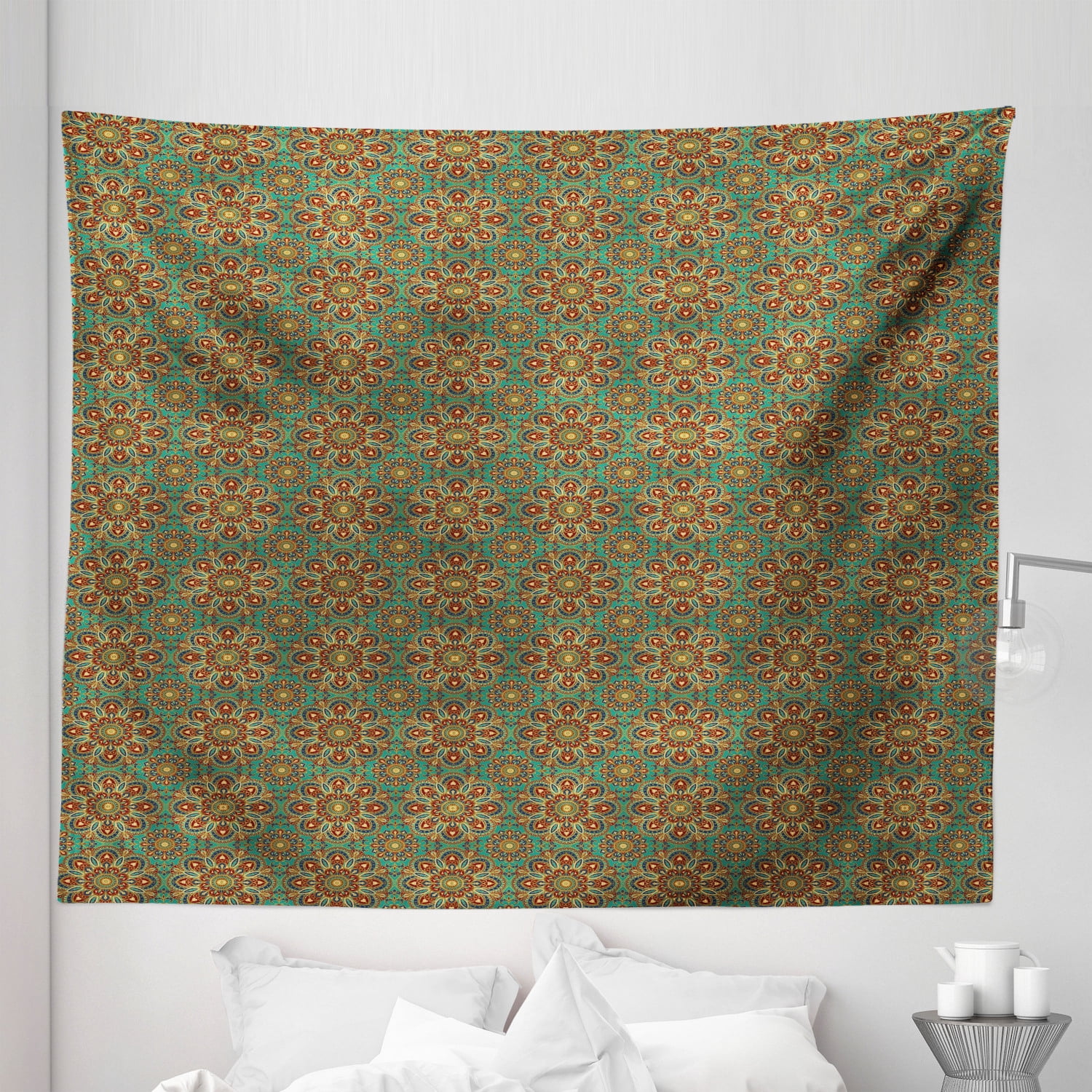 Mandala Tapestry, Complex Floral Pattern with Middle Eastern Cultural ...
