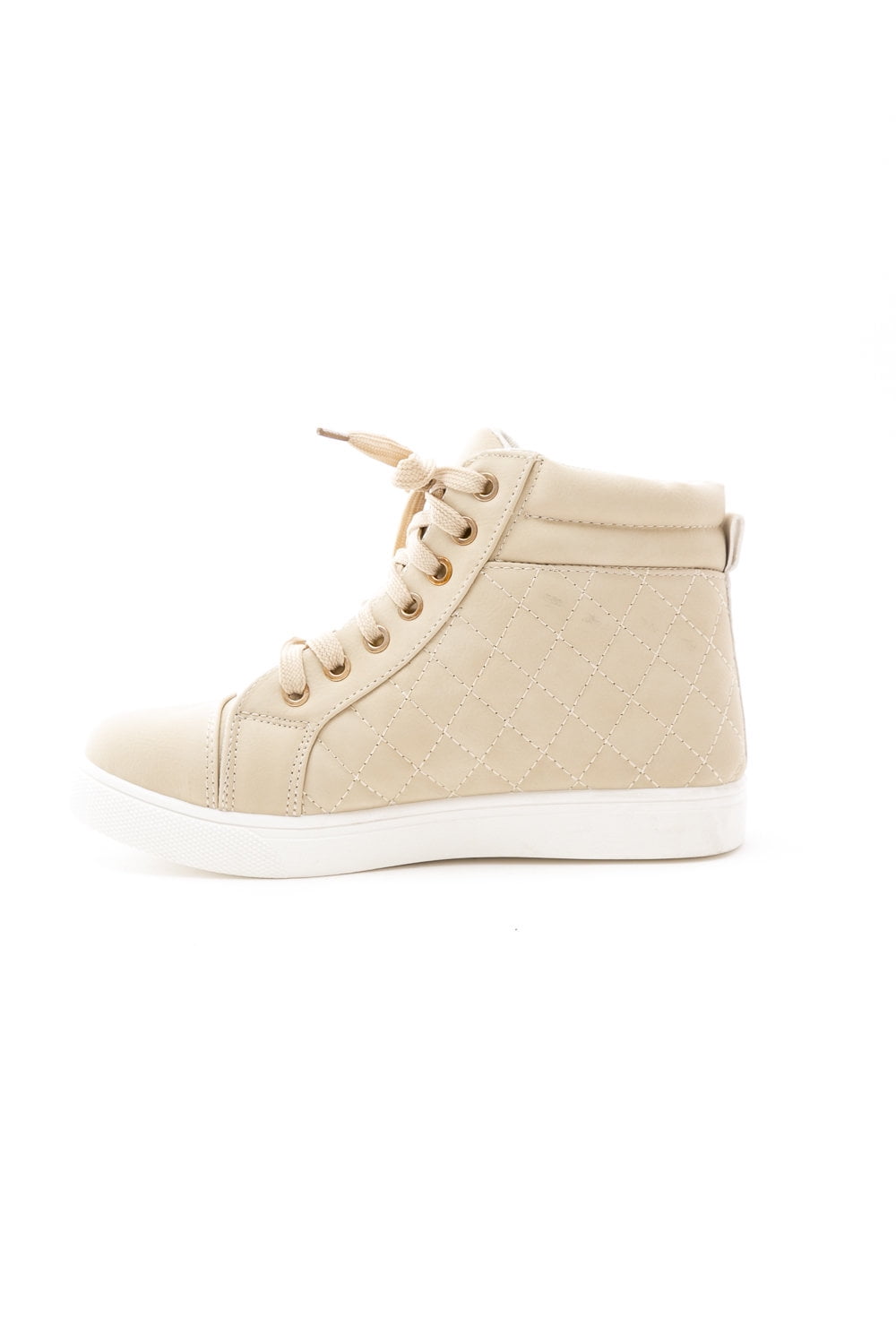 Soho Shoes Women's Leatherette Quilted Lace Up High Top Sneakers ...