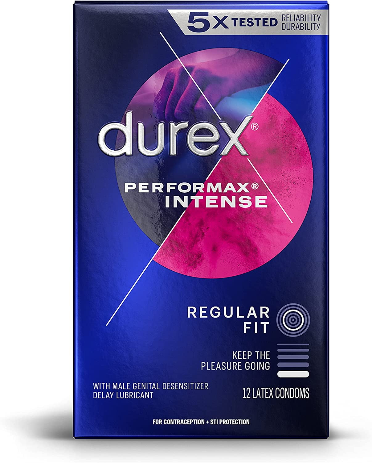 Durex Performax Intense Natural Rubber Latex Condoms, Regular Fit, 12 ...