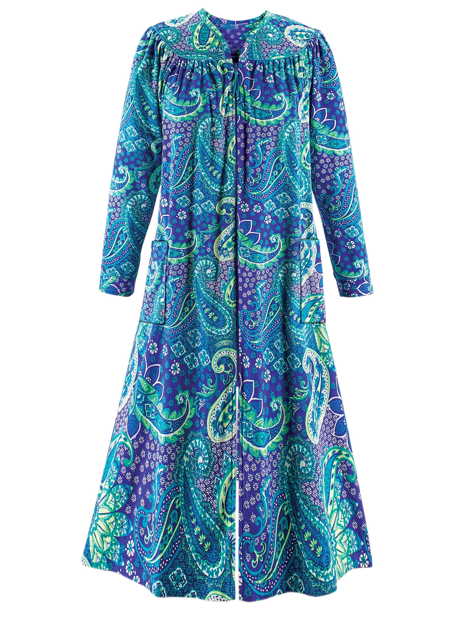 Bata acolchada de poliéster con mangas largas y estampado paisley de ...