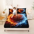 Feelyou Orange Blue Basketball Bed Sheets for Boys, Fire and Ice Ball ...