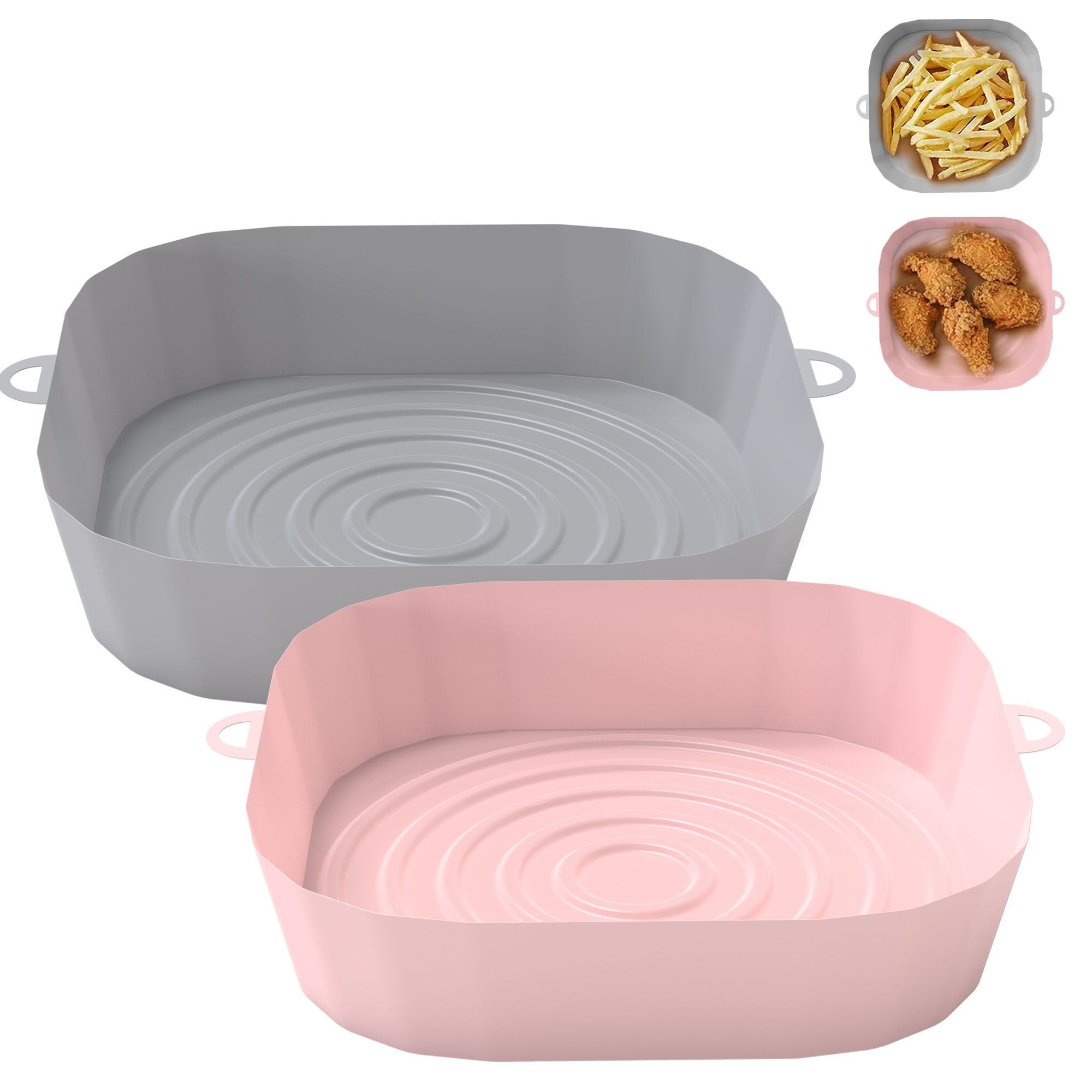 Deago 2-Pack Square Silicone Air Fryer Liners 7.9" for 4 to 7 QT ...