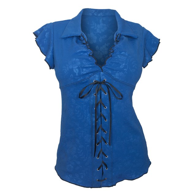 Evogues Plus Size Sexy Lace Corset Top Floral Embossed Blue
