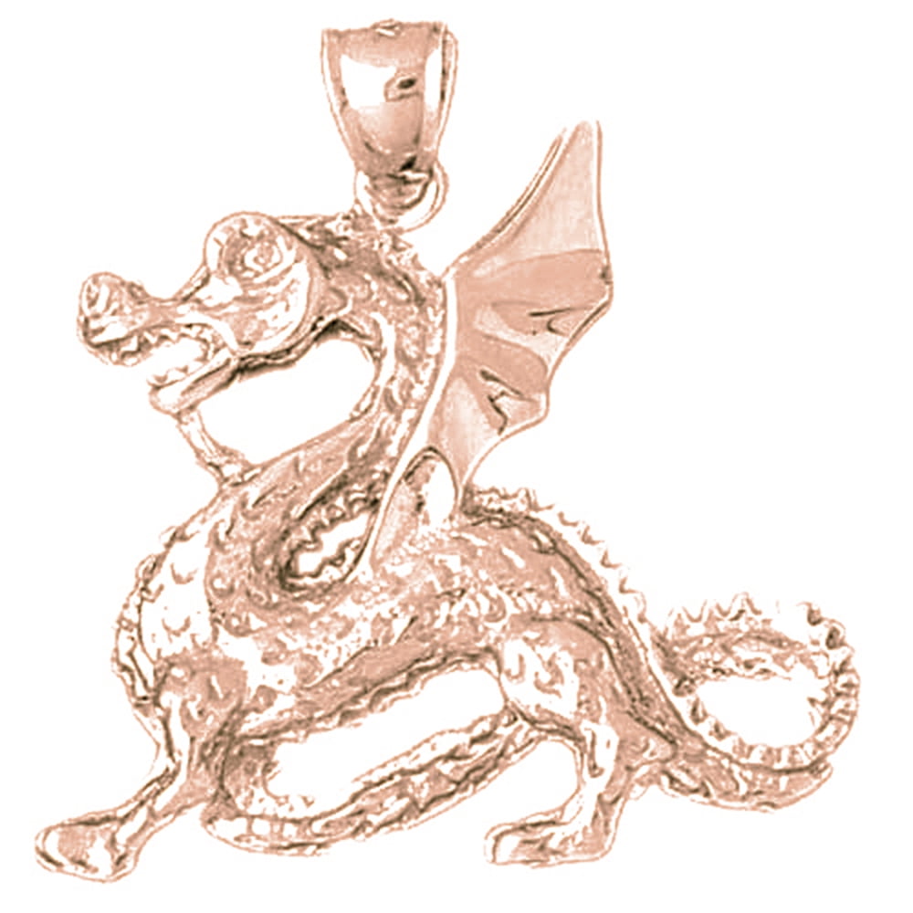 14K Rose Gold Dragon Pendant - 35 mm - Walmart.com