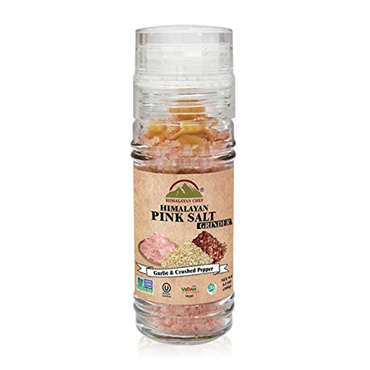 Himalayan Chef Pink Salt Grinder, Roasted Garlic & Crushed Red Pepper ...