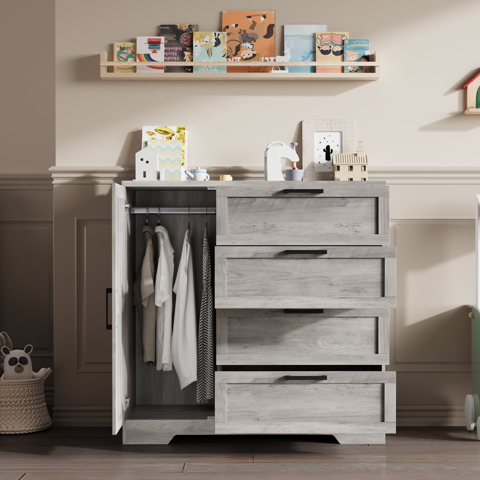 Click here for Caztoi Modern Wooden Wardrobe With 4 Drawers & Han... prices