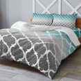 4 Piece Duvet Cover Set Full, Morocco Modern Ombre Turquoise Grey Soft ...