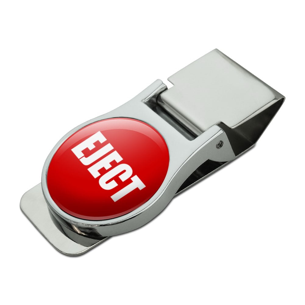 Red Eject Button Design Funny Satin Chrome Plated Metal Money Clip ...