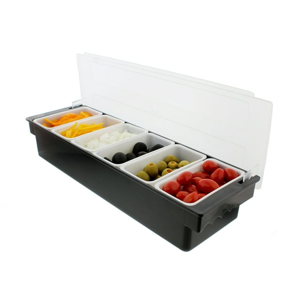 Ice Cooled Condiment Serving Container Chilled Garnish Tray Bar Caddy ...