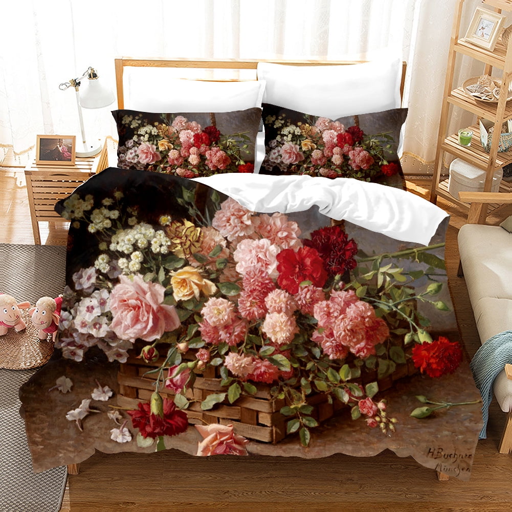 3D Flowers Print Duvet Cover Bedding Set，3d flower digital bedding ...