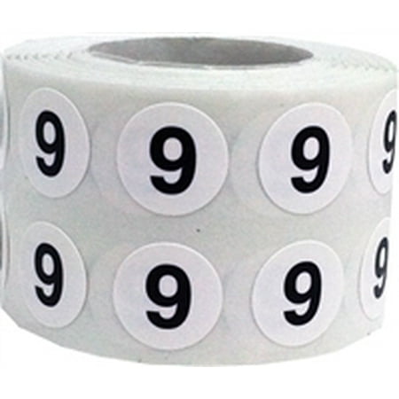 Circle Dot Number 9 Stickers, 0.5 Inch Round, 1000 Labels on a Roll ...