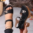 BRGZLK High Heel Sandals For Women Metallic Buckle Block Heel ...