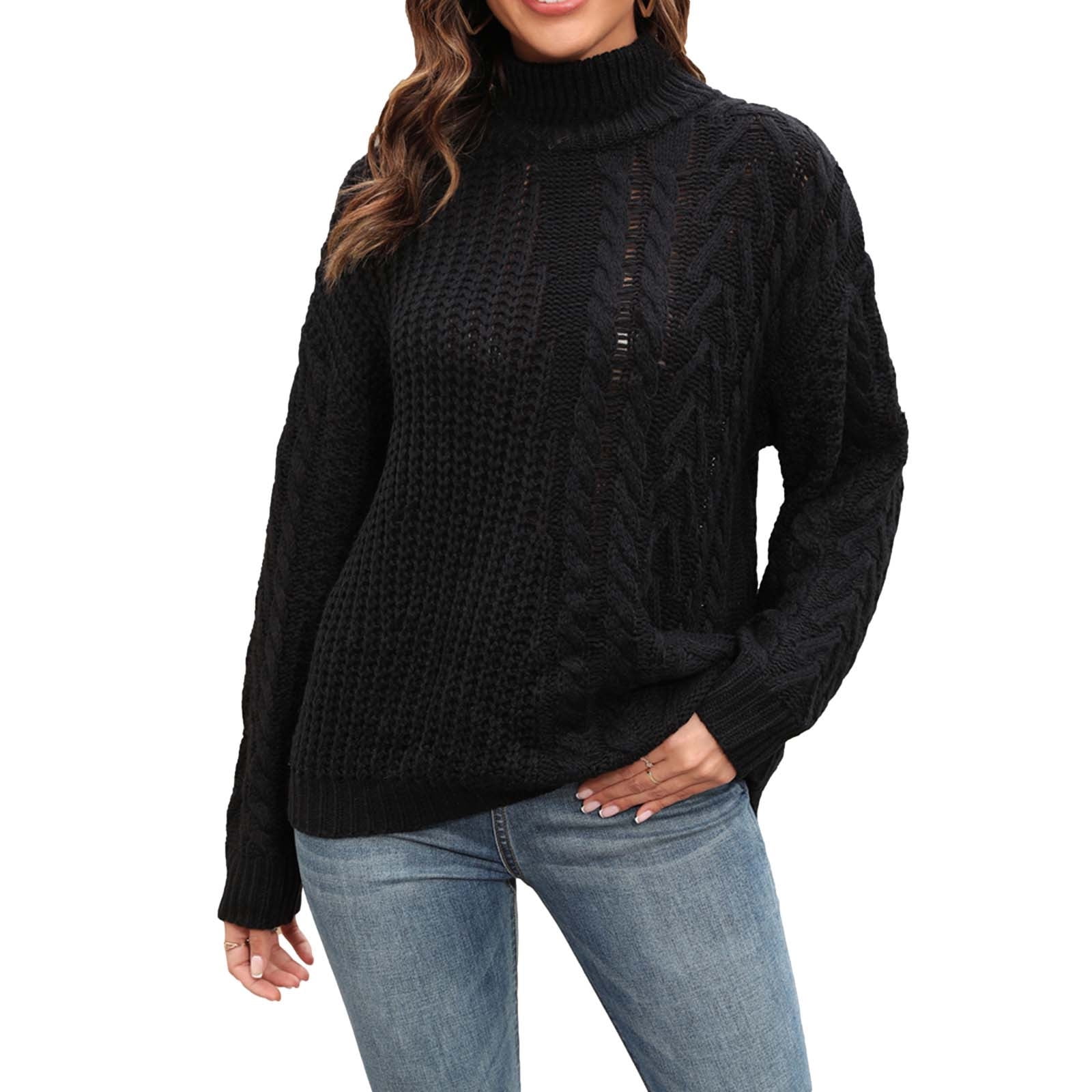 EGNMCR Sweaters for Women Woman's Sweaters High Collar Knit Loose And ...