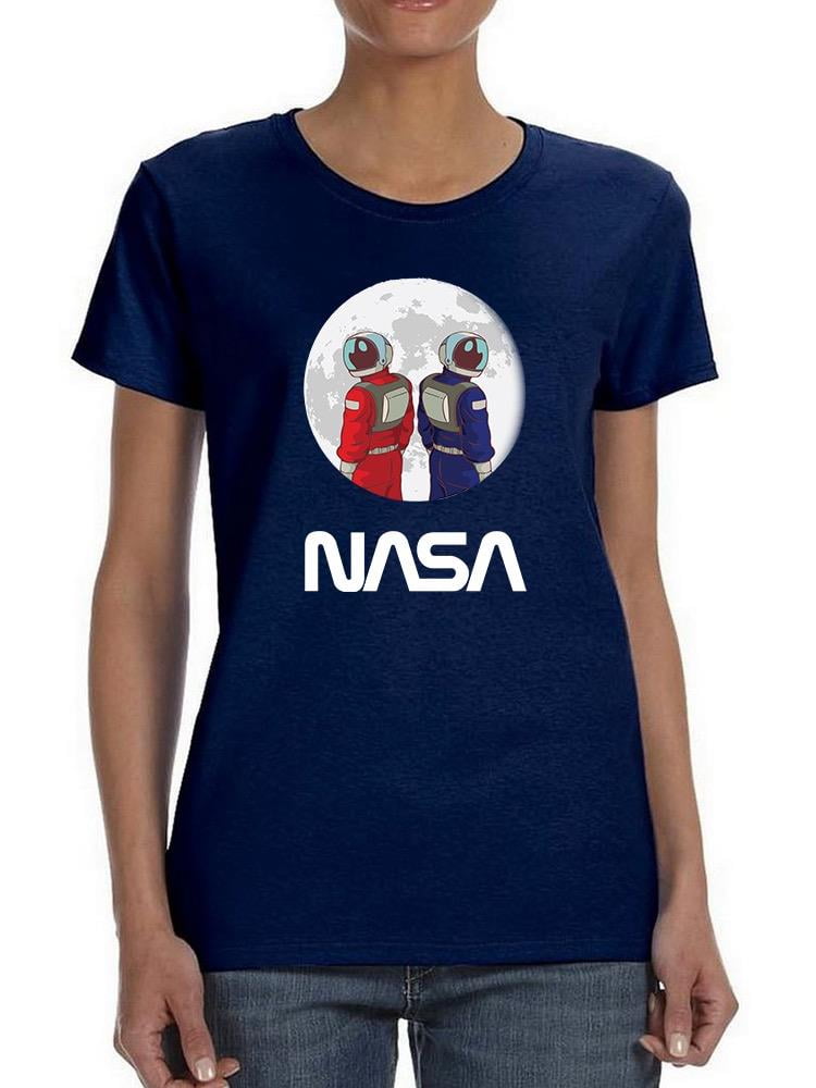 NASA Nasa Astronaut Duo Over Moon Shaped T-Shirt Women -NASA Designs ...