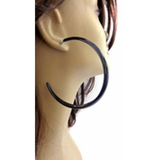 Divas Diggables - Classic Black Hoop Earrings 3 inch Lightweight Hoops ...