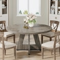 Round Dining Table for 4, 47 Inch Farmhouse Kitchen Table Grey ...