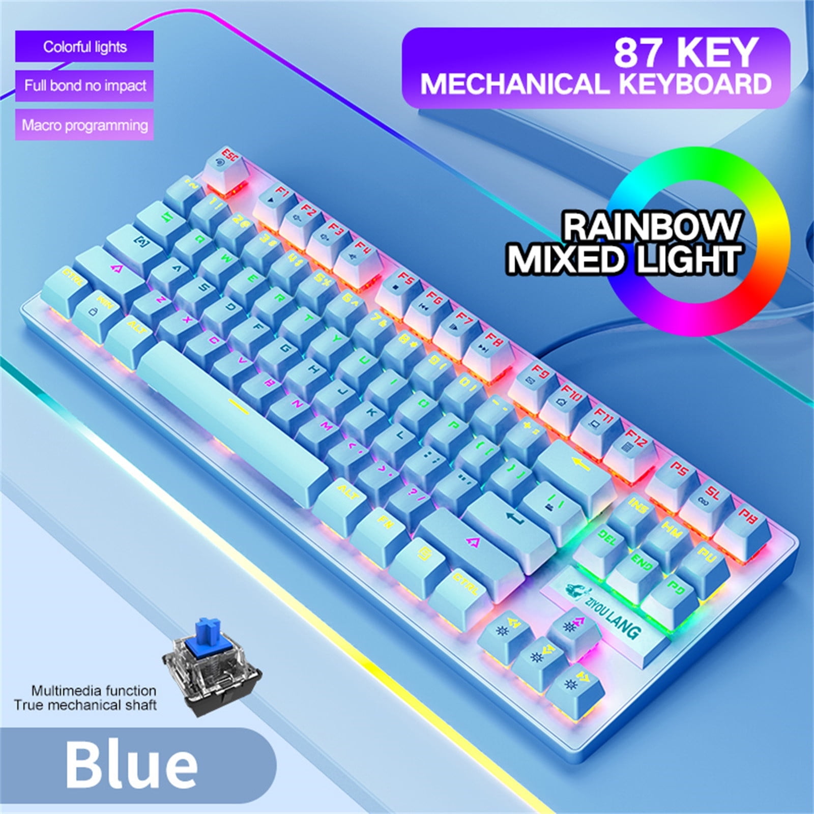 87key RGB Backlit Mechanical Keys Desktop Computer Notebook Gaming ...