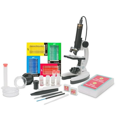 AmScope 120X-1200X 52-pcs Kids Beginner Microscope STEM Kit with Metal ...