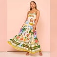 2026 Summer New Women's Spaghetti Strap Color Block Striped Midi Dress ...